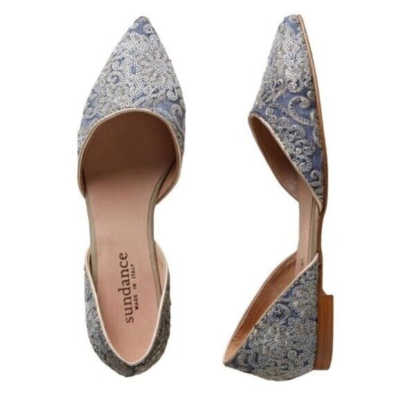 Sundance | Shoes | Sundance Sequin Embroidered Dorsay Flats In Blue ...
